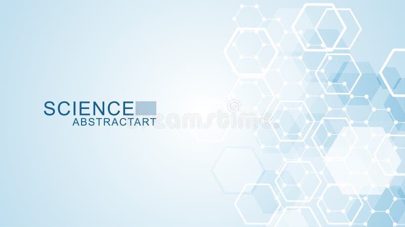 Modern Scientific Background with Hexagons, Lines and Dots. Wave Flow ...