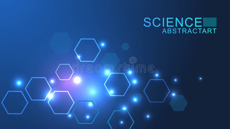 Modern Scientific Background with Hexagons, Lines and Dots. Wave Flow ...