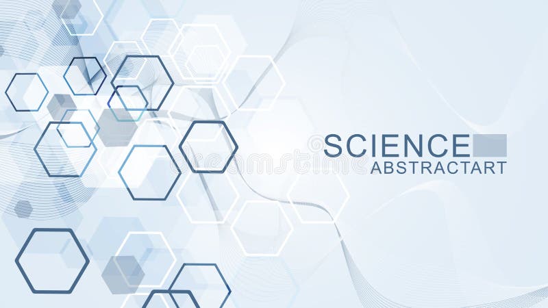 Modern Scientific Background with Hexagons, Lines and Dots. Wave Flow ...