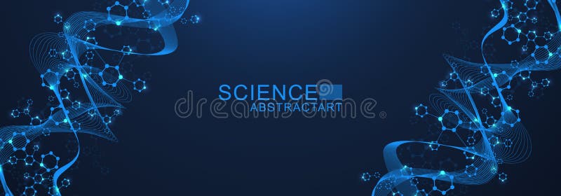 Modern Scientific Background with Hexagons, Lines and Dots. Wave Flow ...