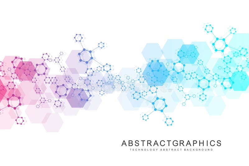 Modern Scientific Background with Hexagons, Lines and Dots. Wave Flow ...