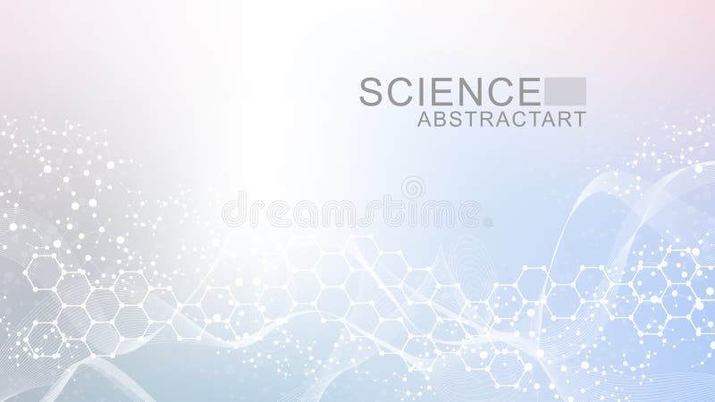 Modern Scientific Background with Hexagons, Lines and Dots. Wave Flow ...