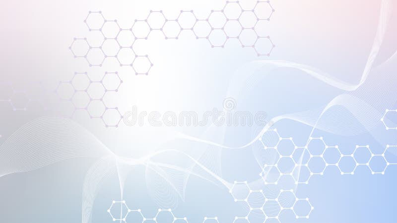 Modern Scientific Background with Hexagons, Lines and Dots. Wave Flow ...