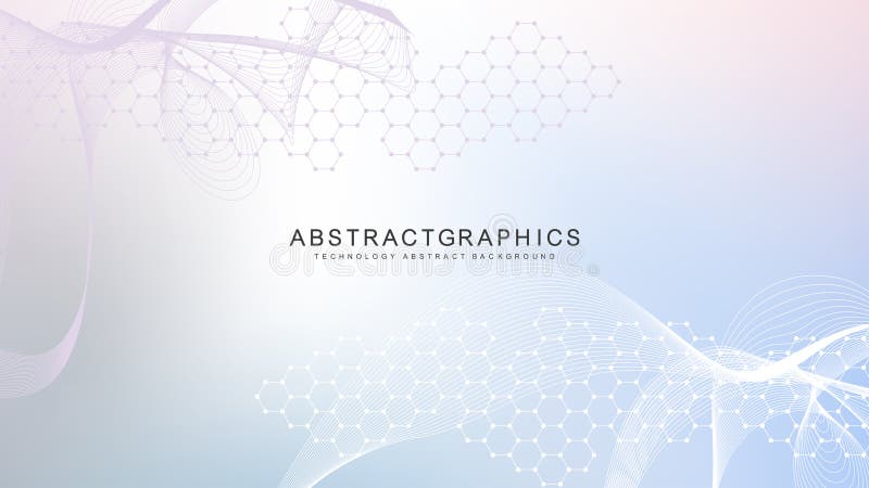 Modern Scientific Background with Hexagons, Lines and Dots. Wave Flow ...