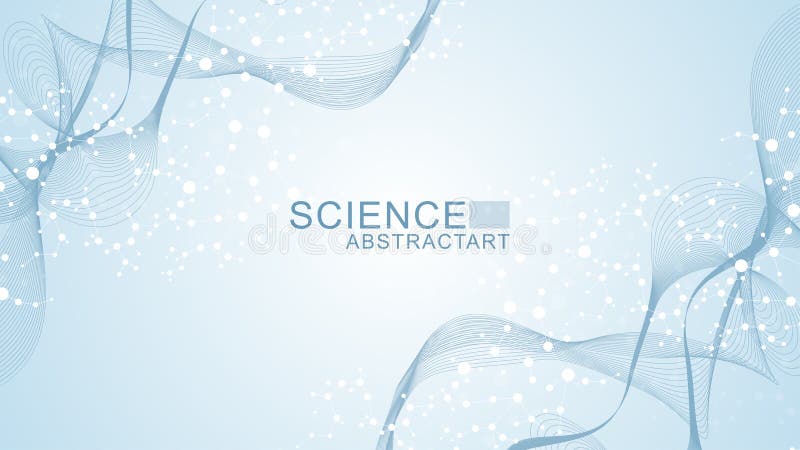 Modern Scientific Background with Hexagons, Lines and Dots. Wave Flow ...