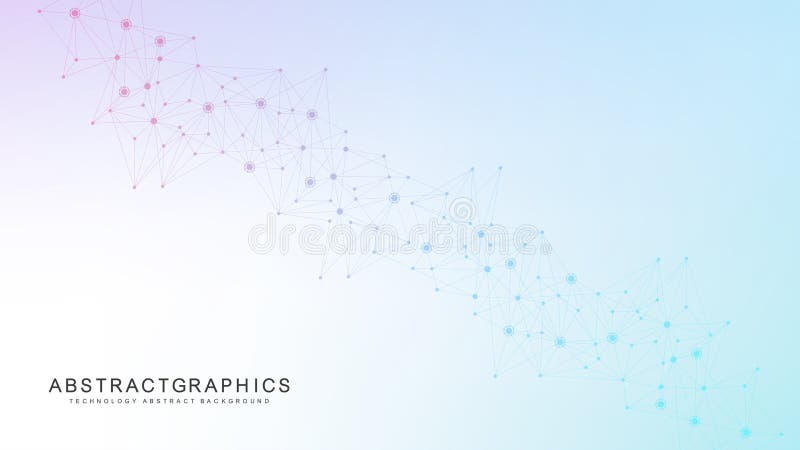 Modern Scientific Background with Hexagons, Lines and Dots. Wave Flow ...
