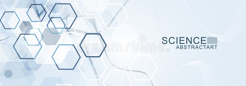 Modern Scientific Background with Hexagons, Lines and Dots. Wave Flow ...