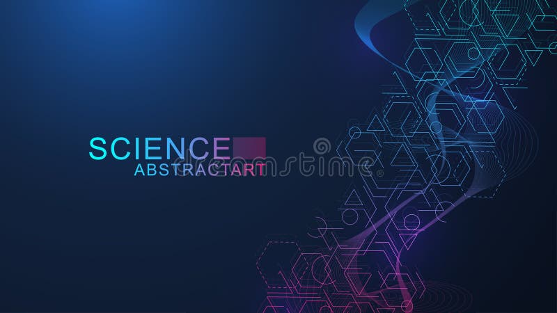 Modern Scientific Background with Hexagons, Lines and Dots. Wave Flow ...