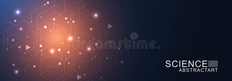 Modern Scientific Background with Hexagons, Lines and Dots. Wave Flow ...