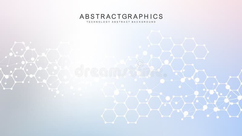 Modern Scientific Background with Hexagons, Lines and Dots. Wave Flow ...