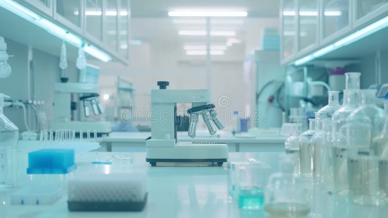 Modern Scientific Laboratory with Advanced Equipment and a Microscope ...