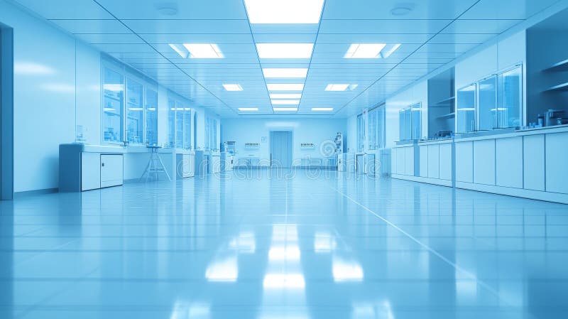 Modern Scientific Laboratory with Blue Liquids Stock Image - Image of ...