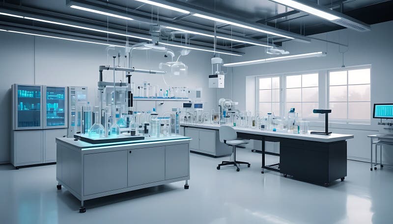 Modern Scientific Laboratory Interior with Advanced Equipment Stock Illustration - Illustration ...