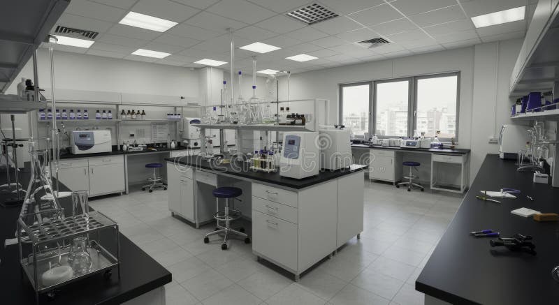 Modern Scientific Laboratory Interior with Equipment and Work Stations ...