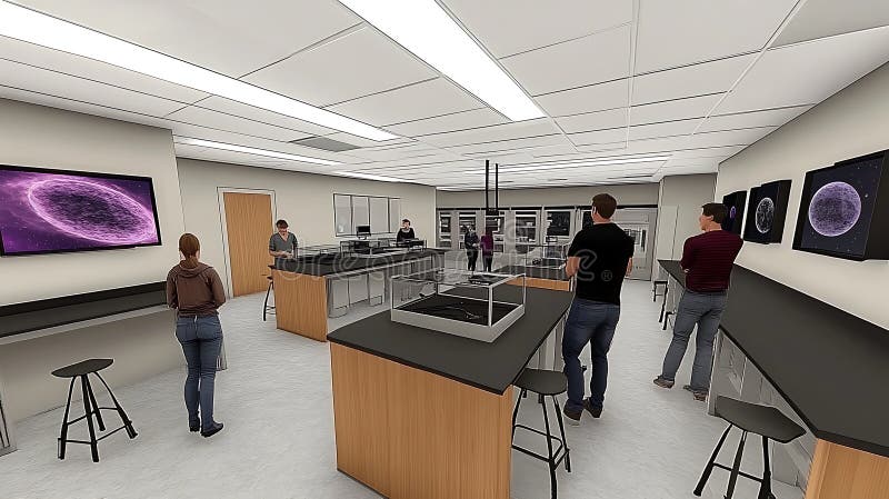 Modern Scientific Laboratory Interior Space with Various People Present ...