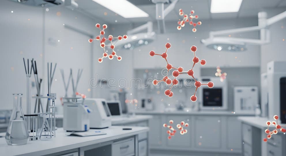 Modern Scientific Laboratory with Molecular Structures Stock ...