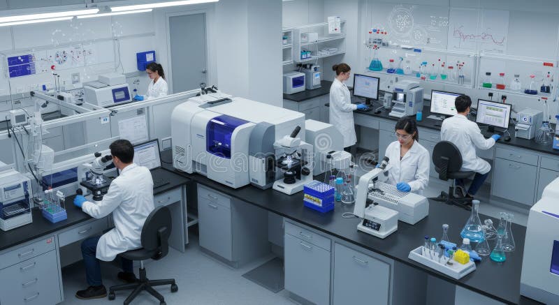Modern Scientific Laboratory Research Scientists Working in a Modern ...