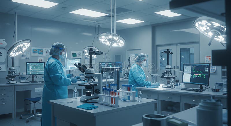 Modern Scientific Laboratory: Researchers in Protective Gear Conducting ...