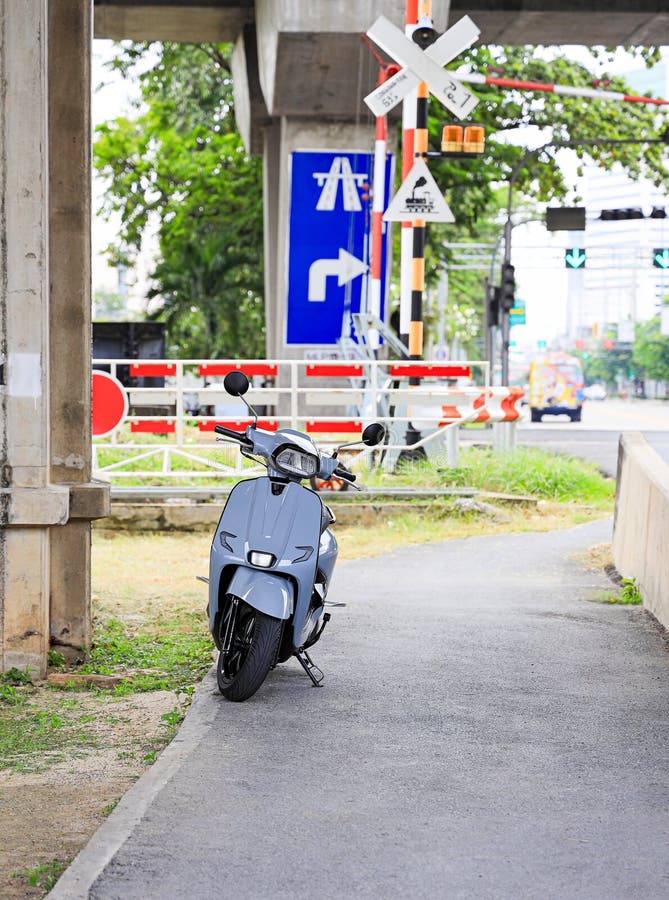 Modern Scooter Parked Side Small Road Stock Photos - Free & Royalty ...