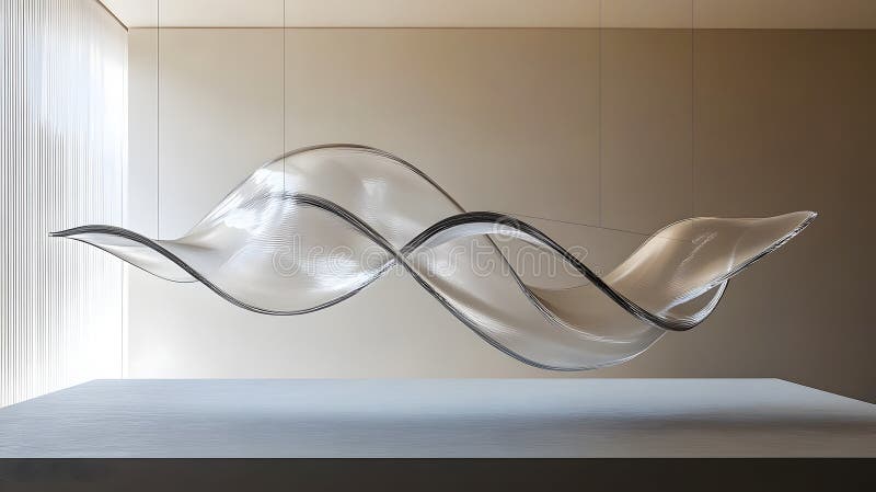 Modern Sculptural Installation of a Translucent, Wave-like Structure ...