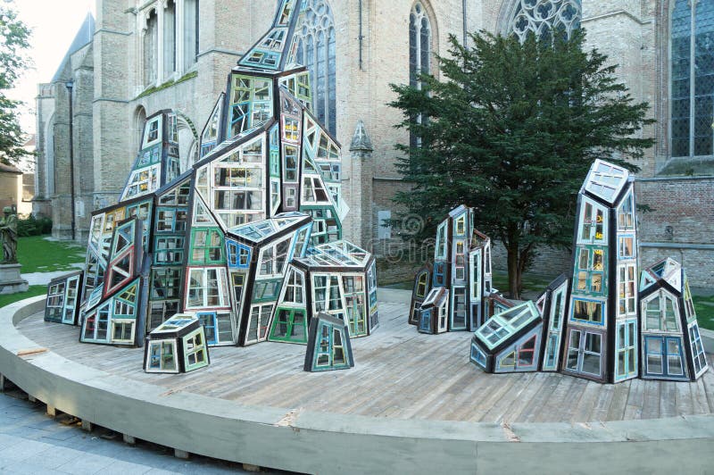 Modern Sculpture Made of Windows Editorial Image - Image of bruges ...
