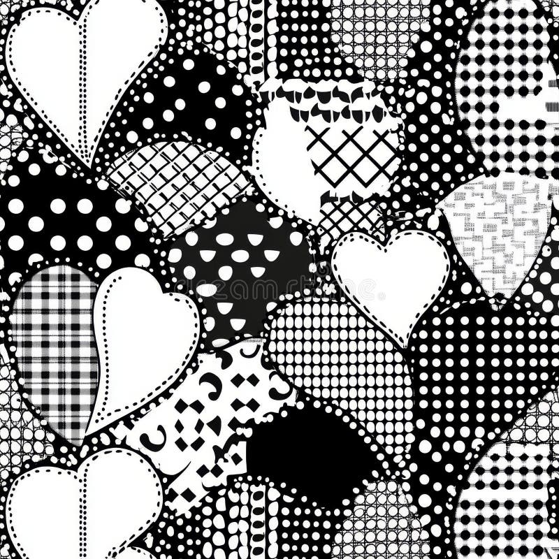 Modern Seamless Patchwork Design Combining Black Paisley Bandana Fabric ...