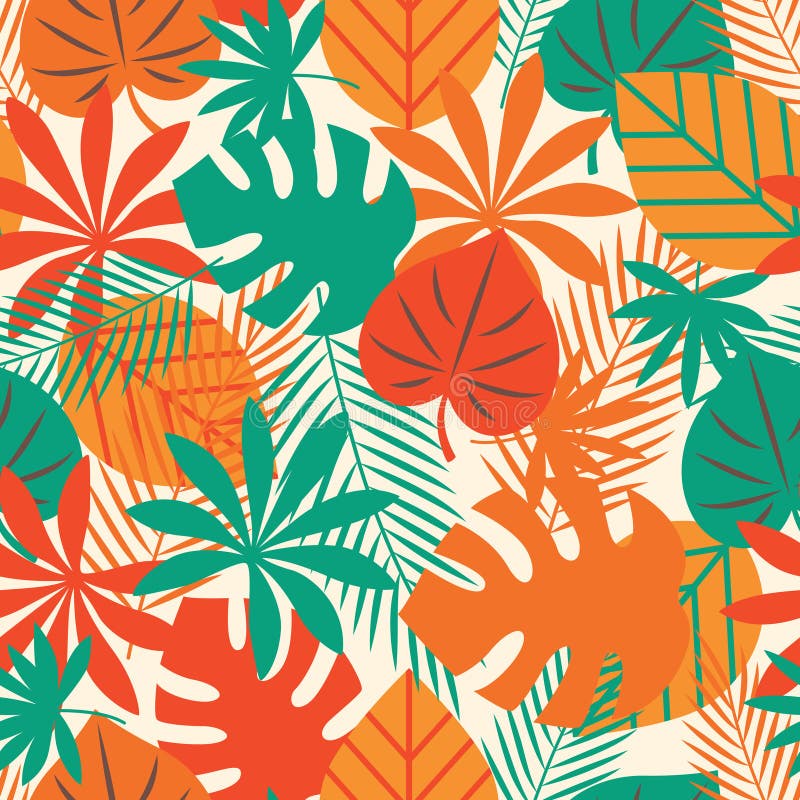 Modern Seamless Pattern with Abstract Minimal Tropical Leaves Stock ...