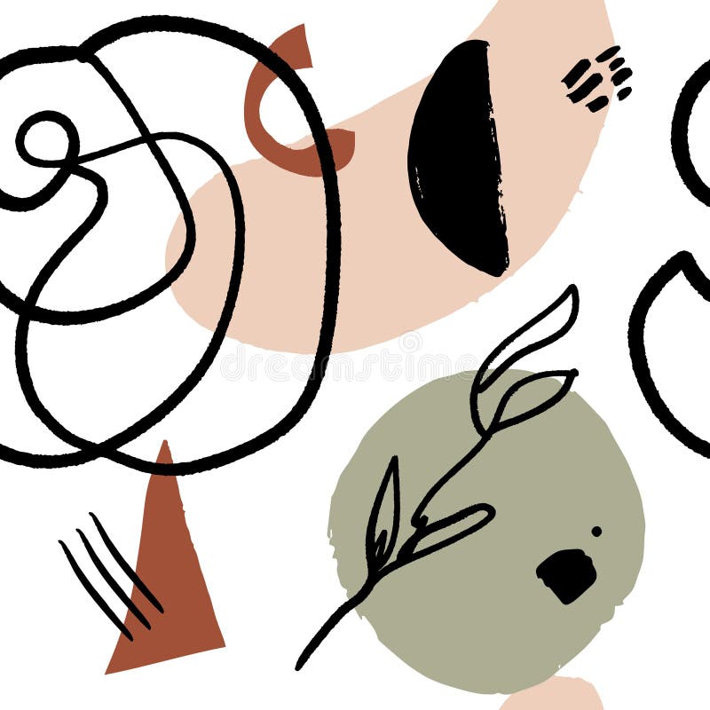 Modern Seamless Pattern with Abstract Shapes. Vector Clip Art Stock ...