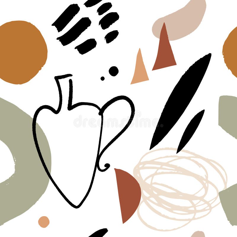 Modern Seamless Pattern with Abstract Shapes. Vector Clip Art Stock ...