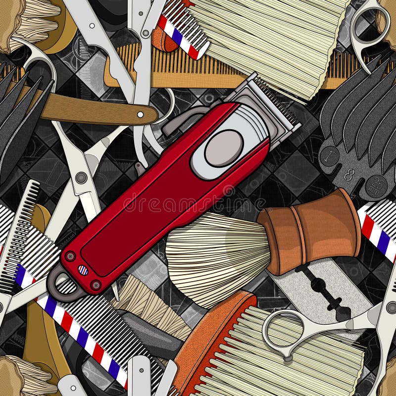 Modern Seamless Pattern of Barber Equipment Graphics Decorative ...