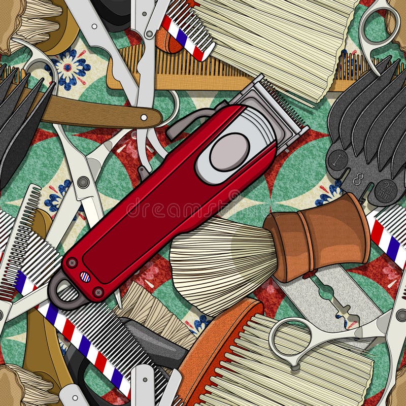 Modern Seamless Pattern of Barber Equipment Graphics Decorative ...