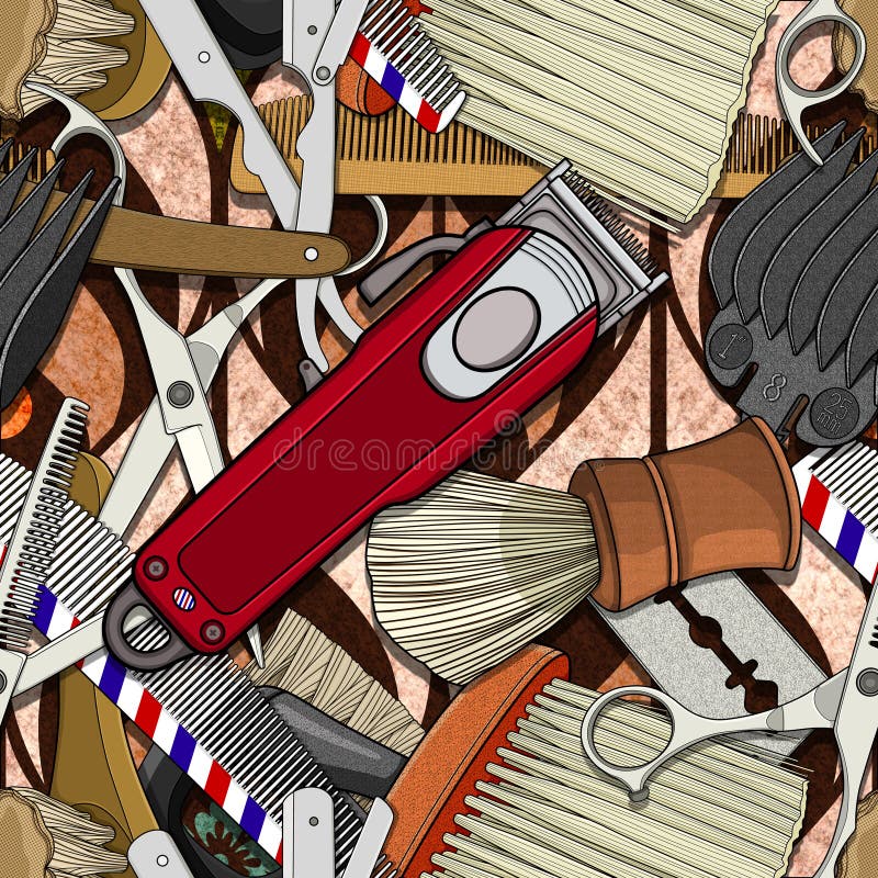 Modern Seamless Pattern of Barber Equipment Graphics Decorative ...
