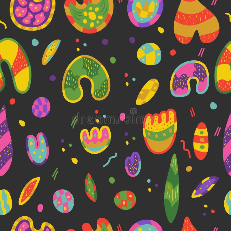 Modern Seamless Pattern with Colorful Design Elements. for Textiles and ...