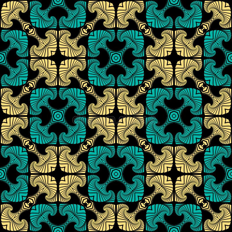Modern Seamless Pattern with Decorative Ornament of Teal and Yellow ...