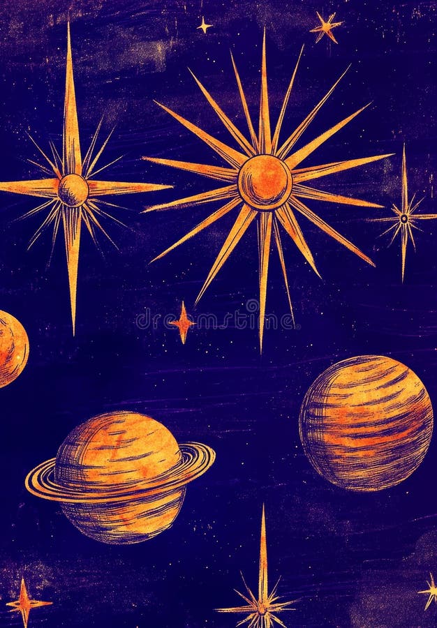 Modern Seamless Pattern Featuring Space Planet Stars and Cosmic Design ...