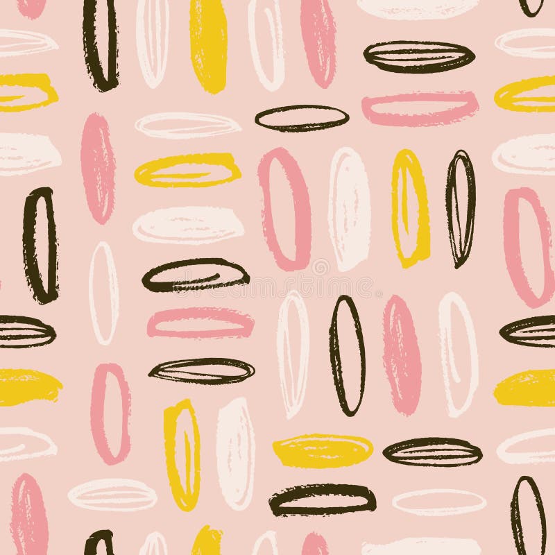 Modern Seamless Pattern with Rough Oval Brush Strokes on Pink ...