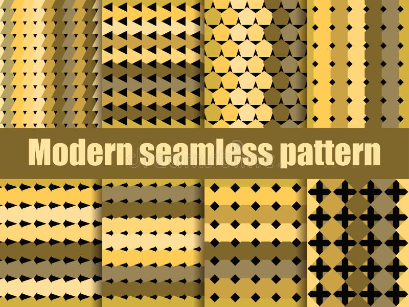 Modern Seamless Pattern Set. Gold and Black Geometric Repeating Pattern ...