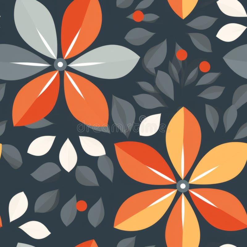 Modern Seamless Pattern with Stylized Geometric Flowers AI Generated ...