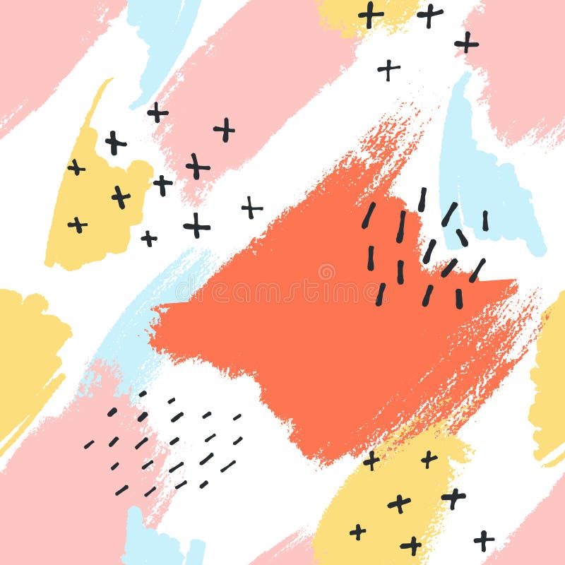 Modern Seamless Pattern. Vector Abstract Pastel Background with Hand ...