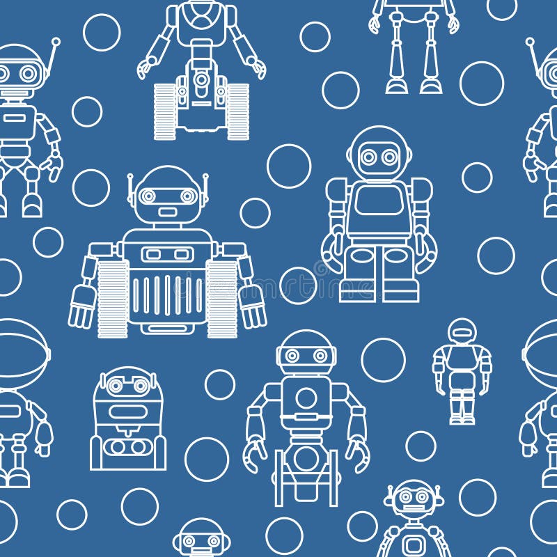Seamless robots pattern stock vector. Illustration of paper - 45448811