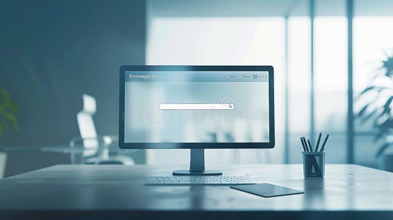 Modern Search Bar on a Glass Screen in a Sleek, Minimalist Interior ...