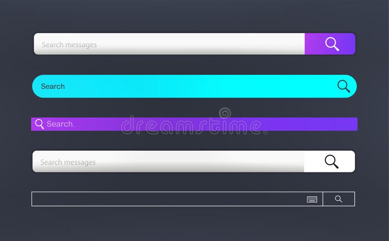 Modern Search Bar Set. Template Internet Searching Field in Web Browser or Online App. UI Panel ...