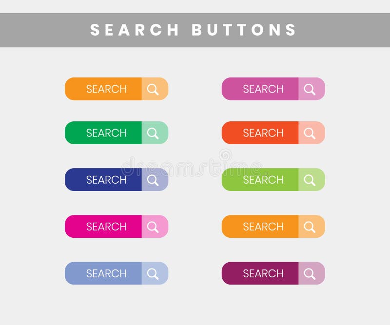 Modern Search Button Colorful Set Vector. Search Buttons for Web and UI ...