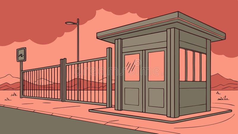 Modern Security Booth with Gate, Urban Access Control, Vector Design ...
