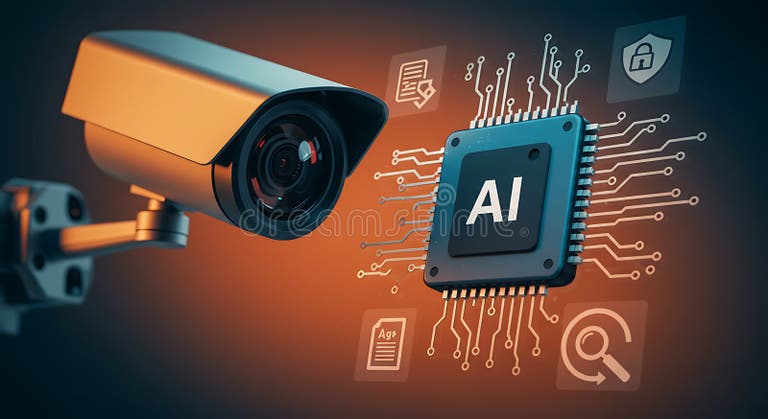 Modern Security Camera with Ai Chip Technology Protection System Stock ...