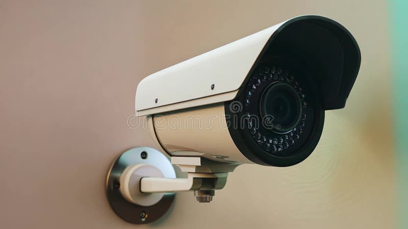 Modern Security Camera on a Light Background, Focus on Surveillance ...