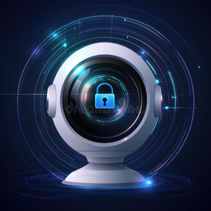 Modern Security Camera with a Lock Symbol, Showcasing Advanced ...