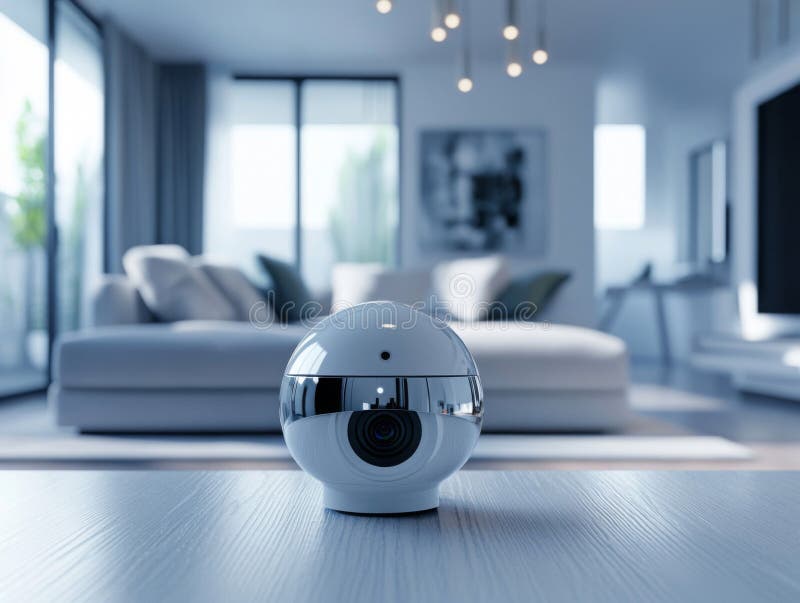 Modern Security Camera in a Minimalist Living Room Stock Illustration ...