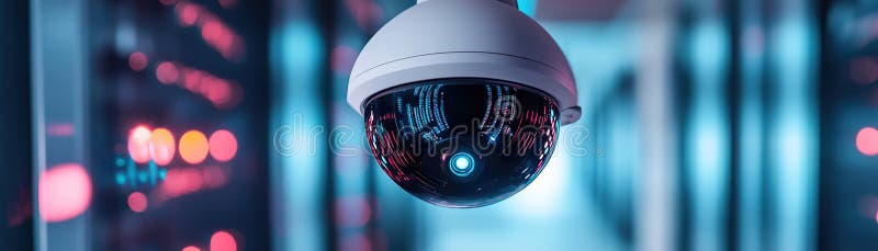A Modern Security Camera is Monitoring Operations within a Data Center ...