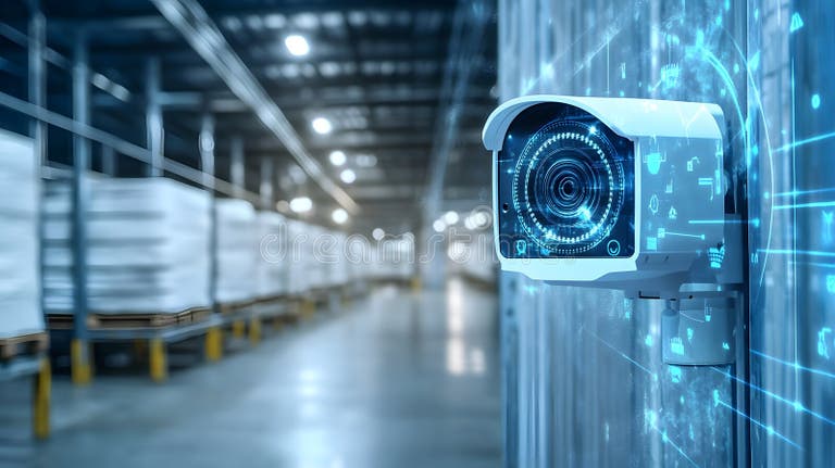 A Modern Security Camera Monitoring a Spacious Warehouse, Featuring ...